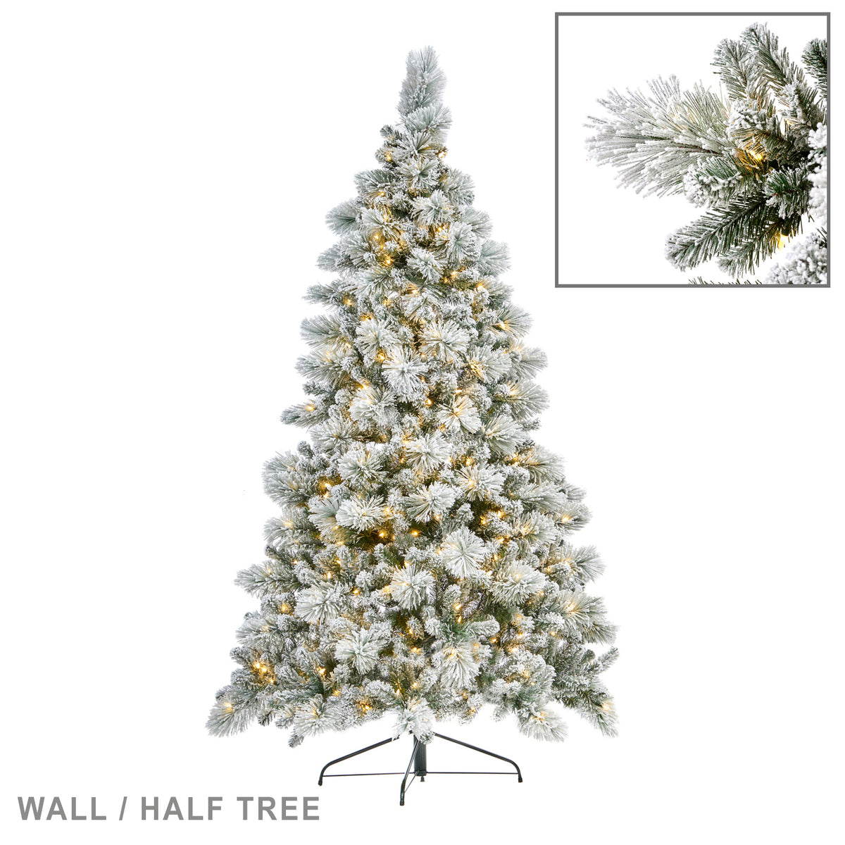 FLOCK PINE HALF WALL TREE - HE 93410 - 230 cm – Inside Flowers and ...